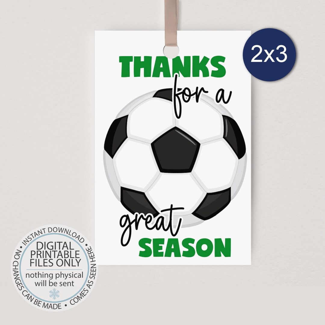 Printable Thank You Gift Tag for Soccer Coach, Gift Idea for Soccer ...
