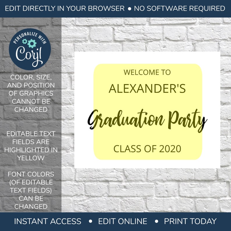 EDITABLE Graduation Welcome Sign Graduation Open House Signs - Etsy