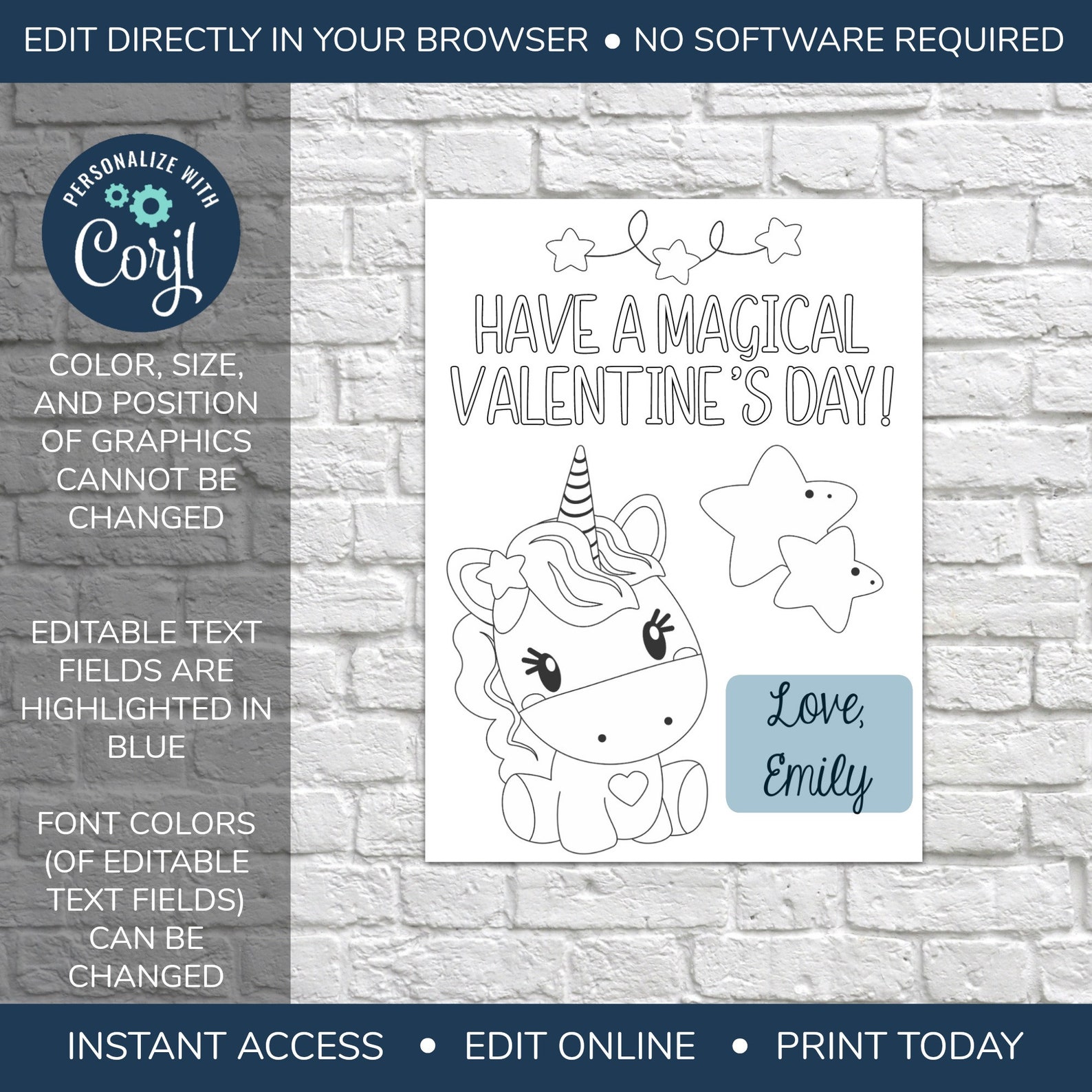 EDITABLE Classroom Valentine's Day Cards Have a Magical - Etsy