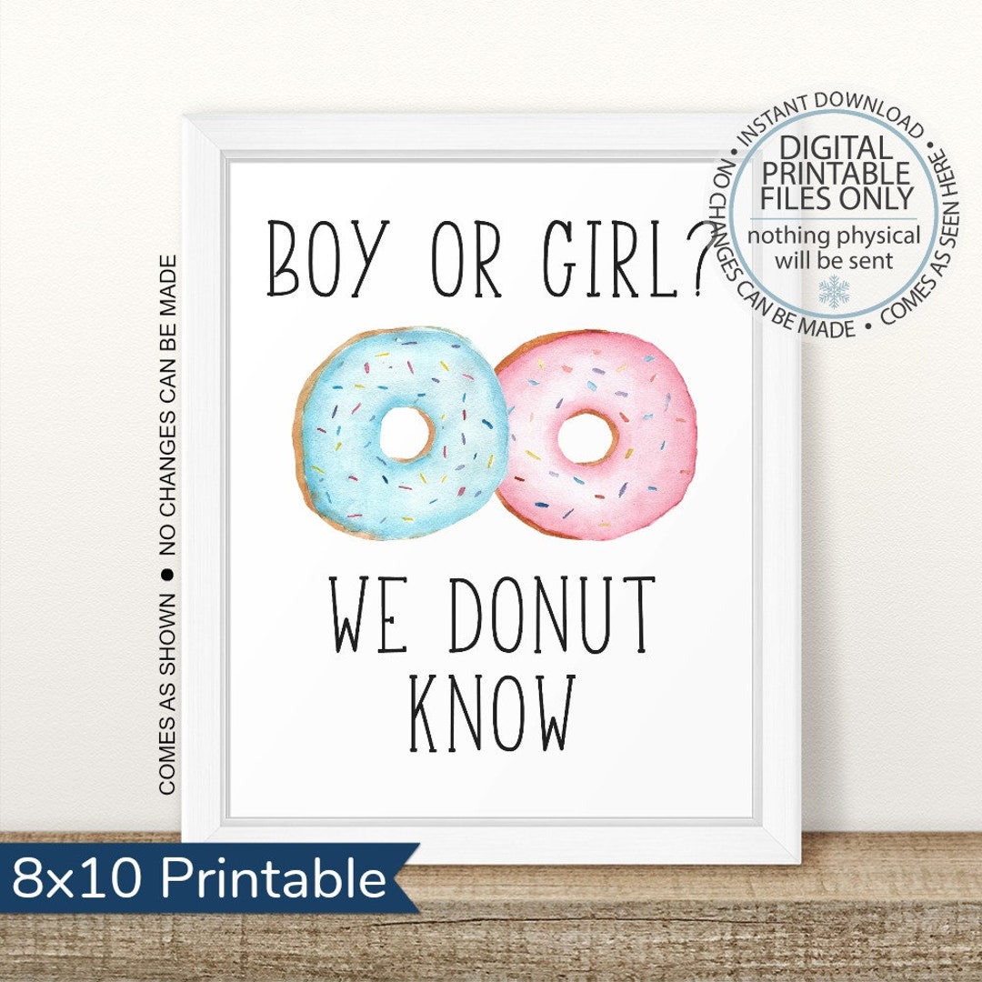 Printable Donut Gender Reveal Sign, Girl or Boy Sign, Boy or Girl Sign ...