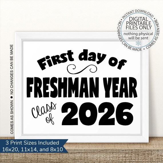 Printble First Day of Freshman Year I'm a Freshman - Etsy