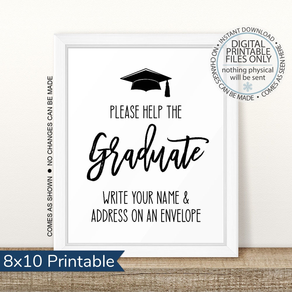 Printable Graduation Address Your Envelope Sign, Address Your Thank You ...