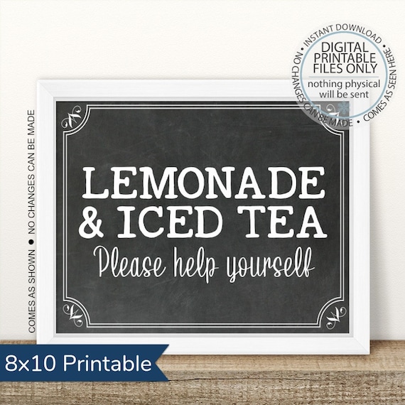 Printable Lemonade and Iced Tea Sign Open House Sign Wedding | Etsy