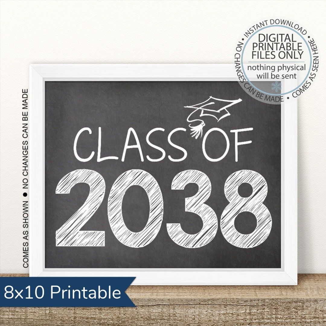 Printable Class of 2038 Graduation Sign, Senior Pictures Photo Prop ...