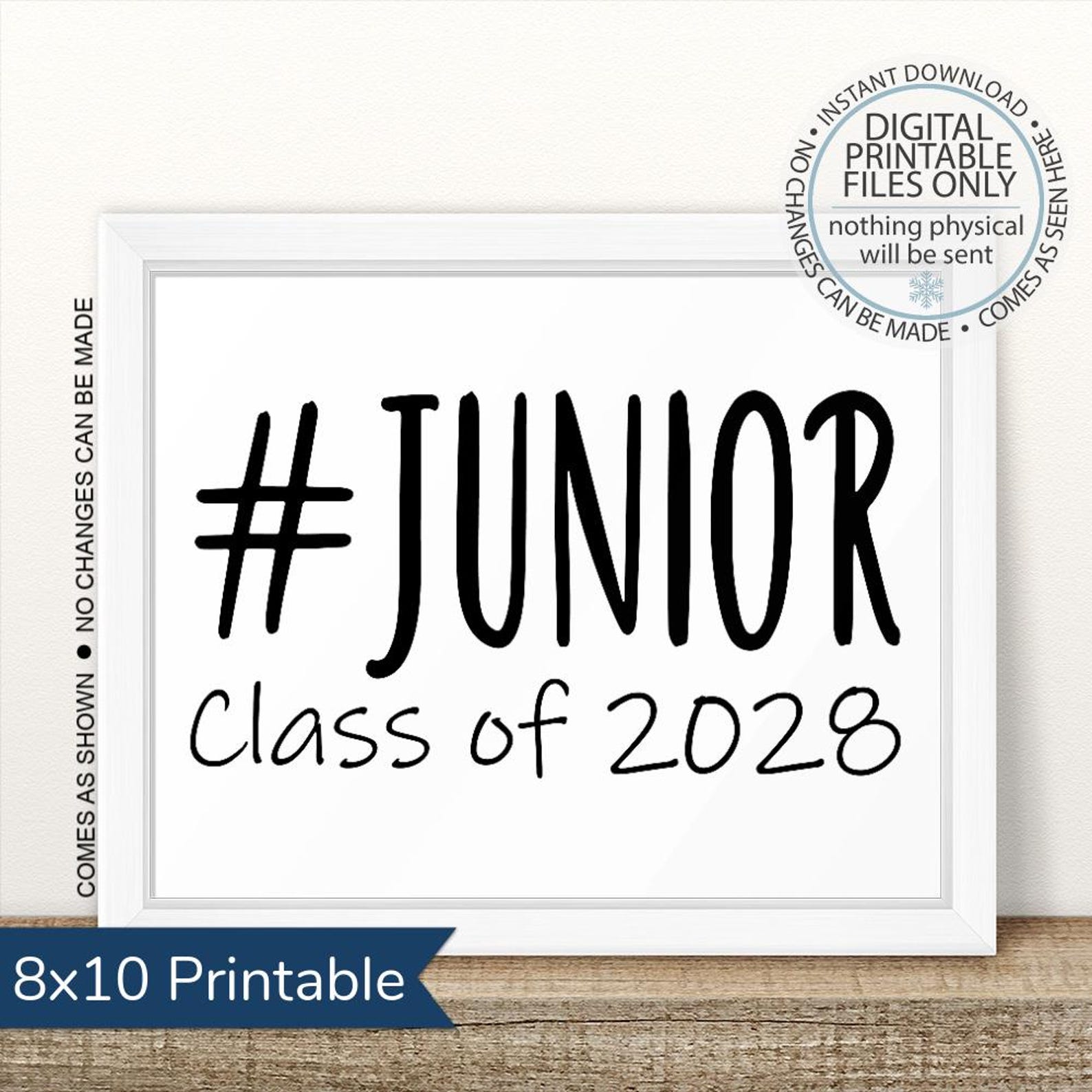 Printable Junior Class of 2028, First Day of Junior Year, Back to ...