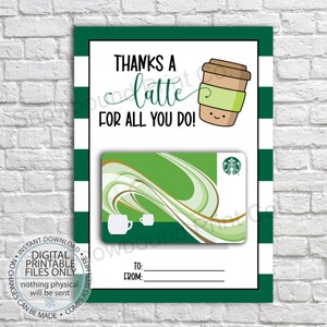 Thanks a Latte for All You Do, Gift Card Holder, Thank You Gift Card ...