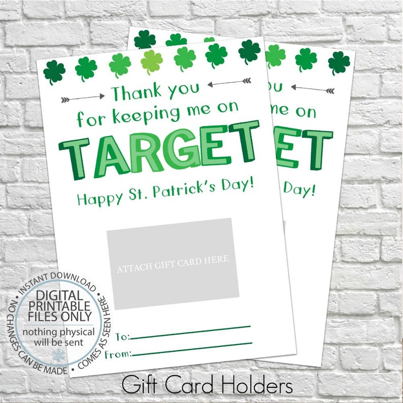 St. Patrick's Day Gift Card Holder Thank You Gift Card - Etsy