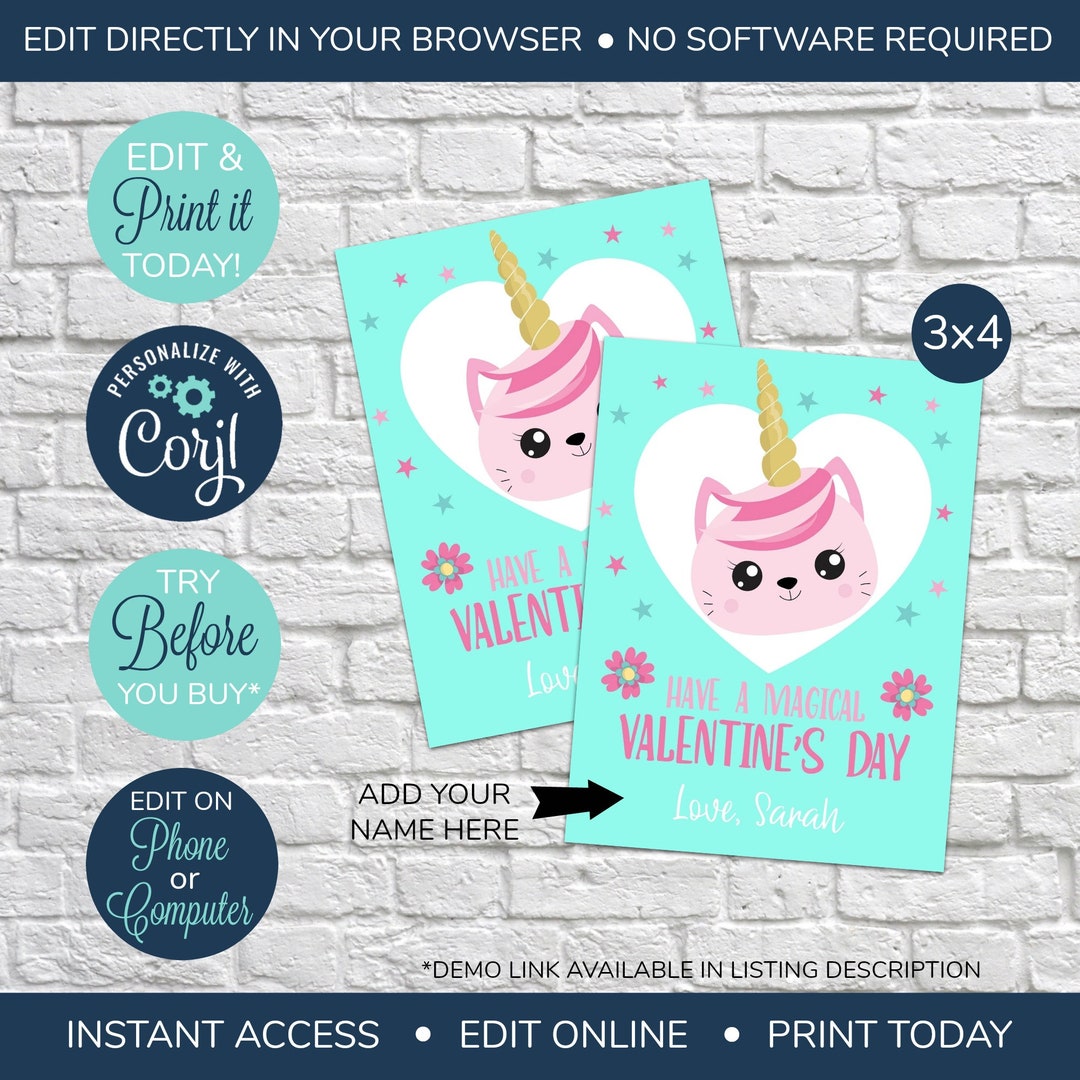 EDITABLE Classroom Valentine's Day Cards, Have a Magical Valentine's ...