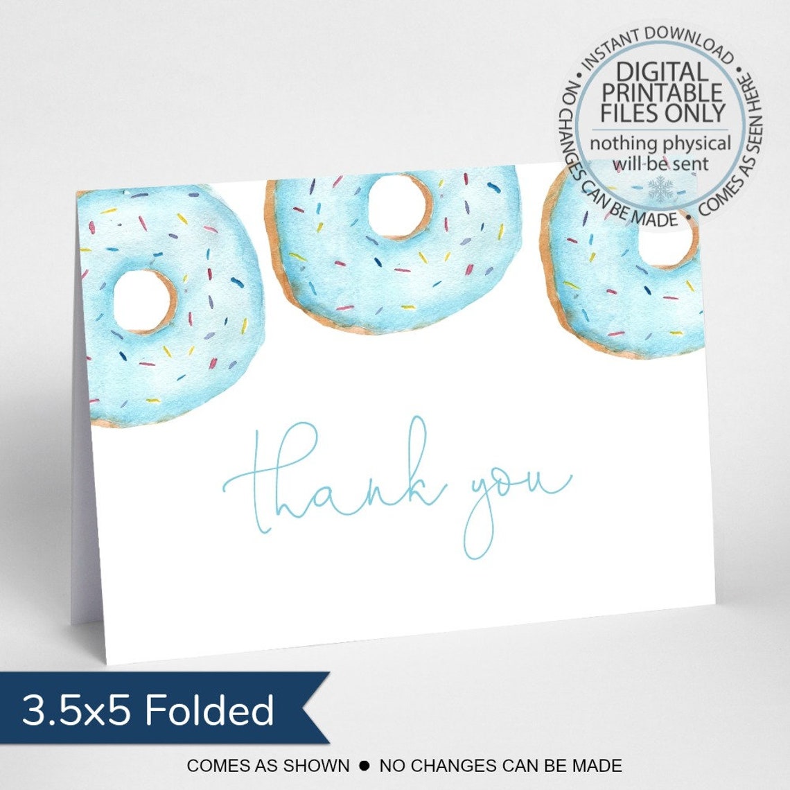 Printable Thank You Card, Donut Thank You Card, Donut Thank You Note ...