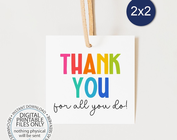 EDITABLE Teacher Appreciation Gift Tag Rainbow Gift Tag School Employee ...