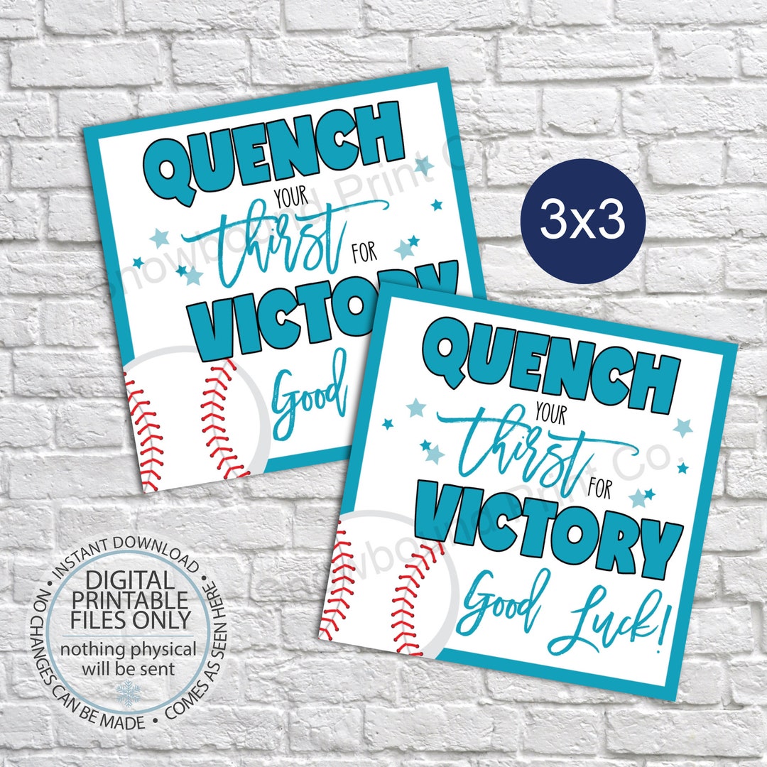 Printable Good Luck Baseball Tag, Quench Your Thirst for Victory Tag ...