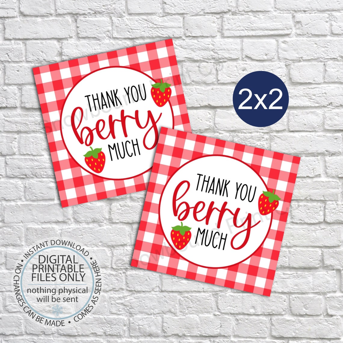 Printable Berry Thank You Tags Teacher Gift Tags Thank You | Etsy
