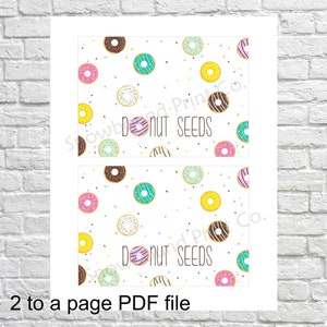 Printable Favor Tags, Donut Seeds, Gift Bag Toppers, Donut Birthday ...
