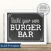 Printable Burger Bar Sign, Printable Burger Table Sign, Hamburgers Sign ...