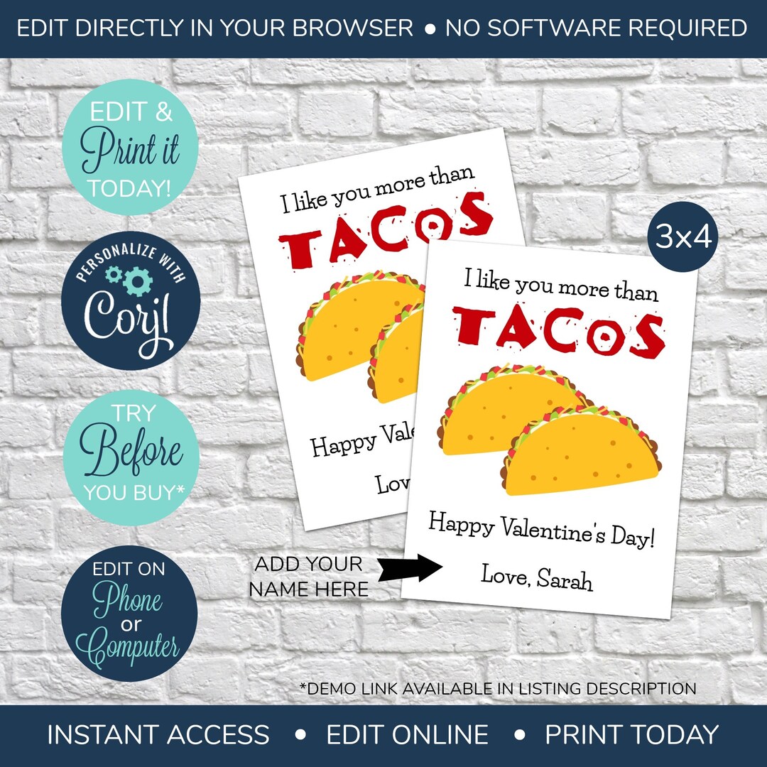 EDITABLE Classroom Valentine's Day Cards I Like You More - Etsy