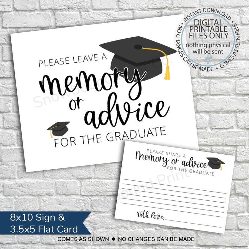 Printable Advice for the Graduate Sign and Cards High School - Etsy