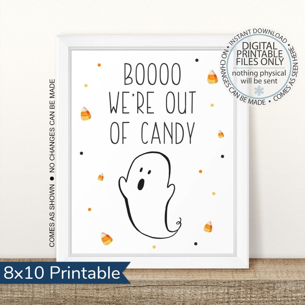 Printable Halloween Out Of Candy Sign Sorry Out Of Candy | Etsy
