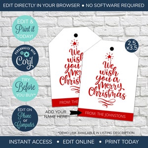 EDITABLE We Wish You a Merry Christmas Gift Tags, Christmas Favor Tags ...