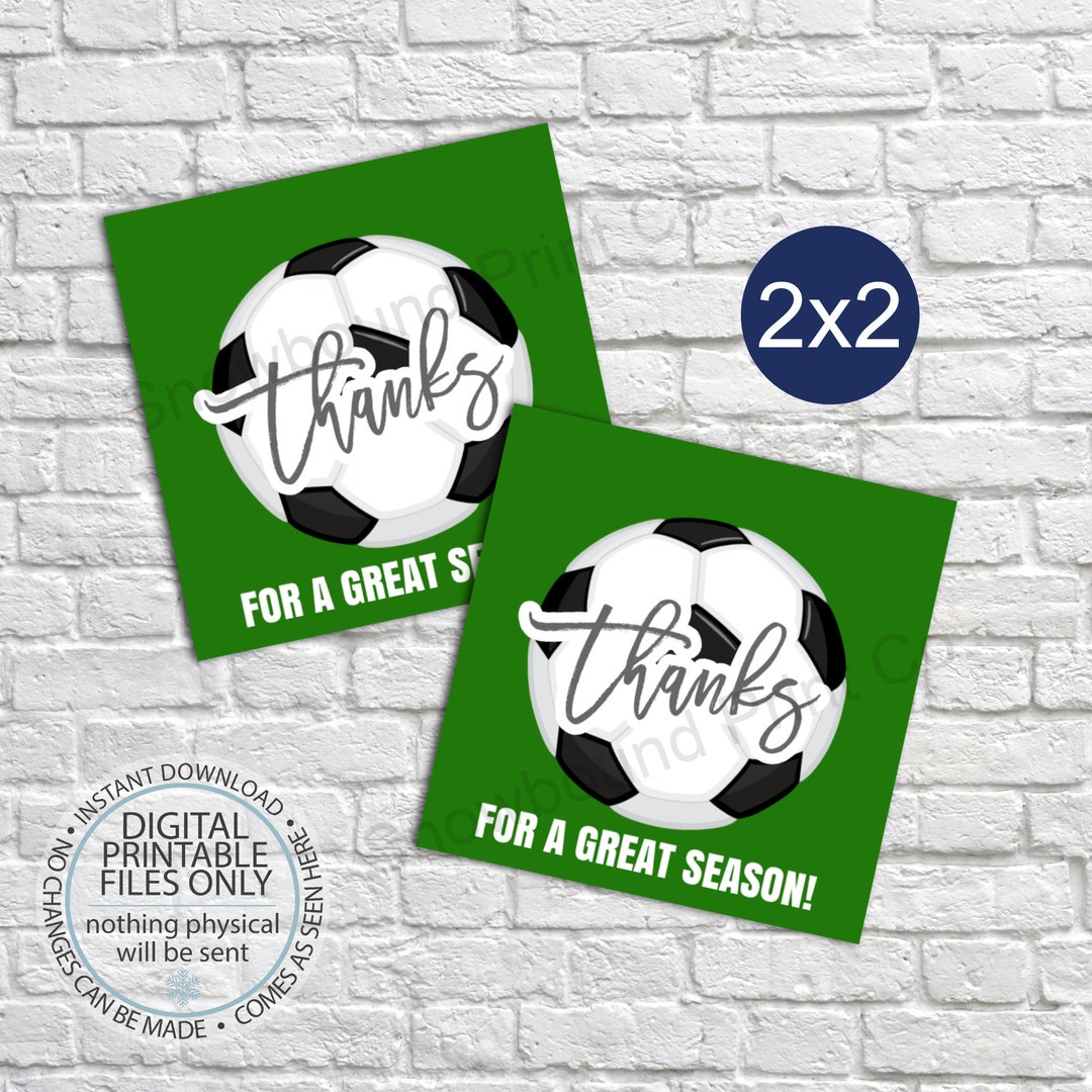 Printable Thank You Gift Tag for Soccer Coach, Gift Idea for Soccer ...