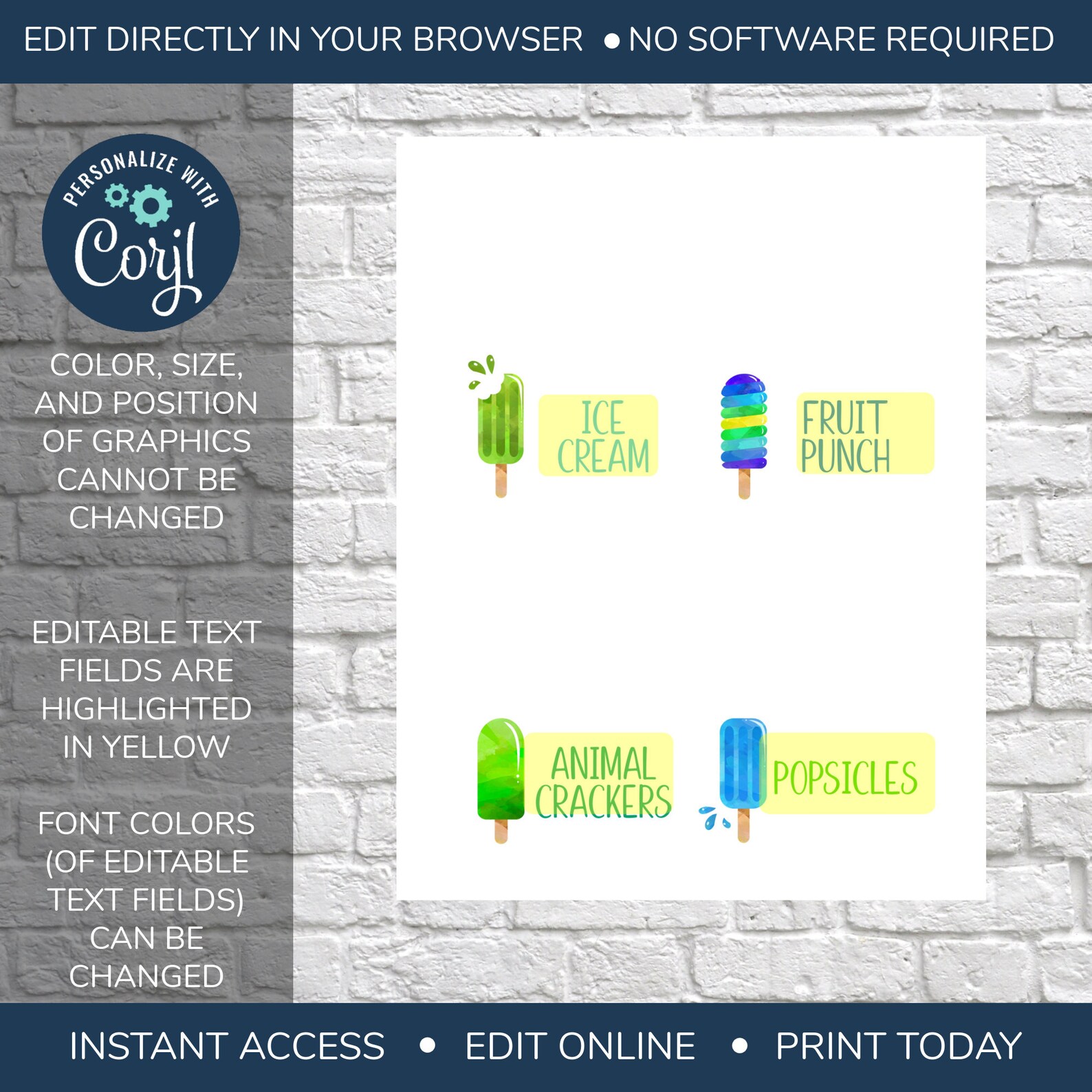 EDITABLE Popsicle Party Food Tents, Popsicle Birthday Food Labels ...