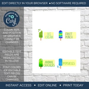 EDITABLE Popsicle Party Food Tents, Popsicle Birthday Food Labels ...