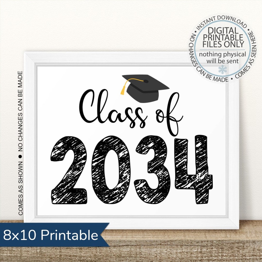 Printable Class of 2034 Graduation Sign, Senior Pictures Photo Prop ...