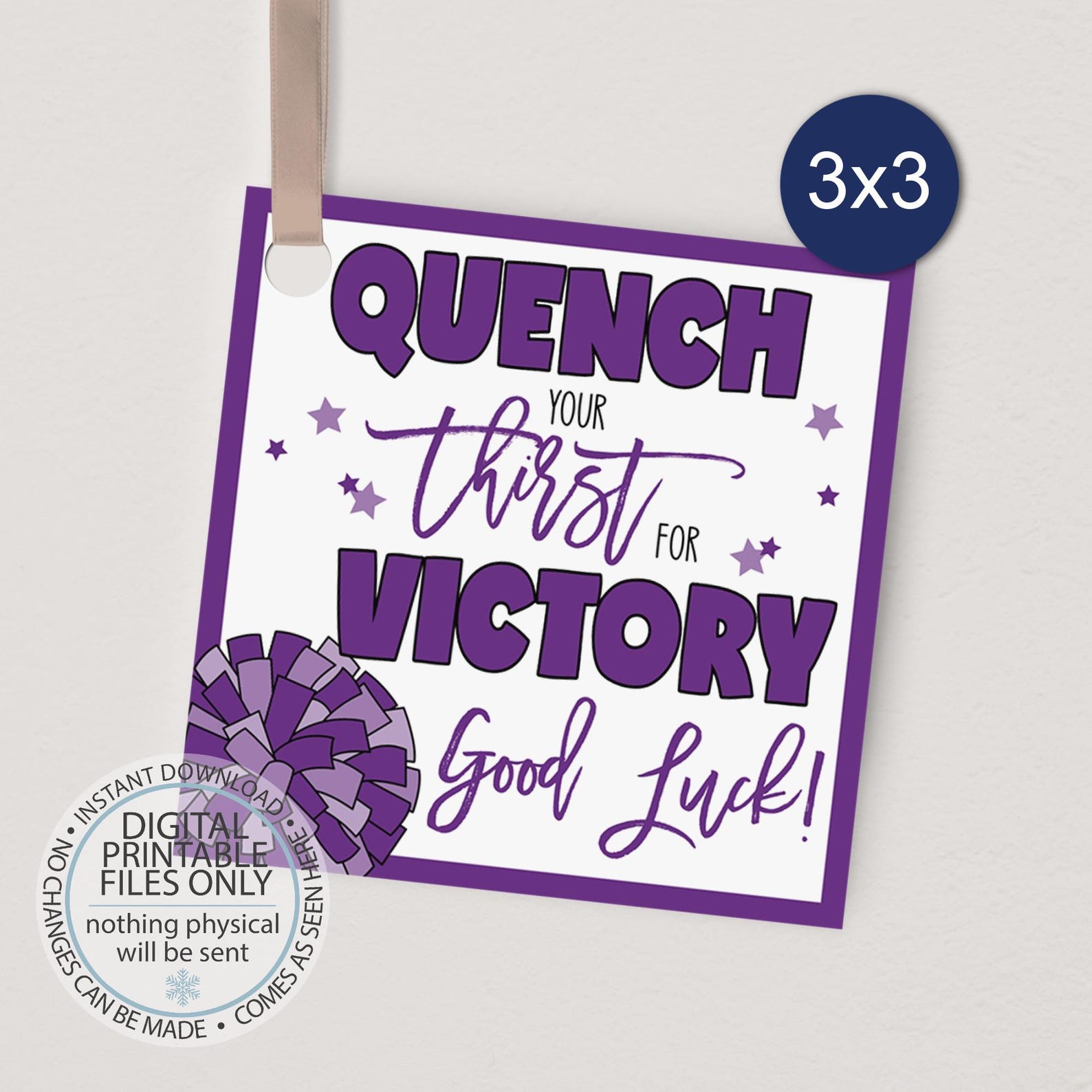 Printable Good Luck Cheer Tag, Quench Your Thirst for Victory Tag ...