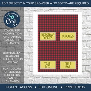 EDITABLE Buffalo Plaid Party Food Tents, Lumberjack Birthday Food ...