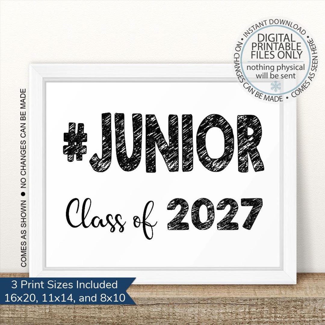 Printable Junior Class of 2027, First Day of Junior Year, Printable ...
