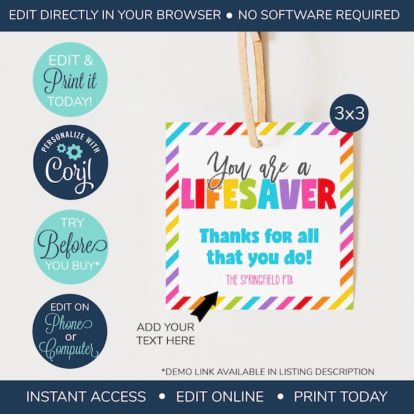 Lifesaver Thank You - Etsy