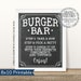 Printable Burger Bar Sign Printable Burger Table Sign - Etsy