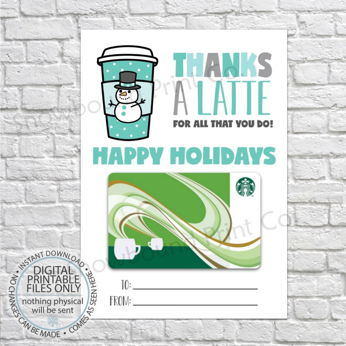 Printable Thanks a Latte for All You Do Christmas Gift Card - Etsy