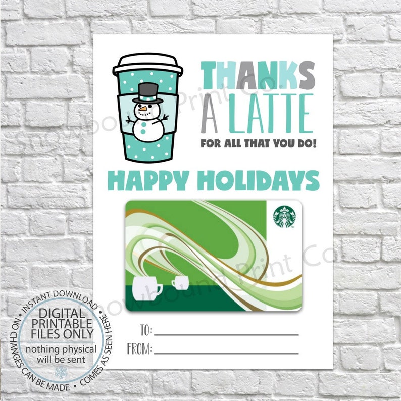 Printable Thanks a Latte for All You Do Christmas Gift Card - Etsy
