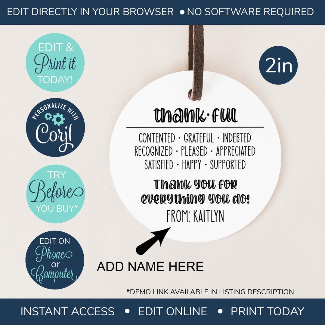 EDITABLE Appreciation Gift Tag, Teacher Staff Employee School ...