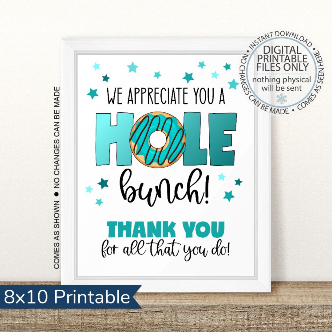 Donut Thank You Sign, Printable Donut Sign, Donut Appreciation Sign ...