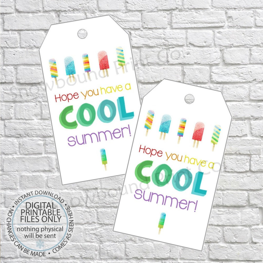 Popsicle Favor Tags, Printable Popsicle End of School Cards, Funny ...