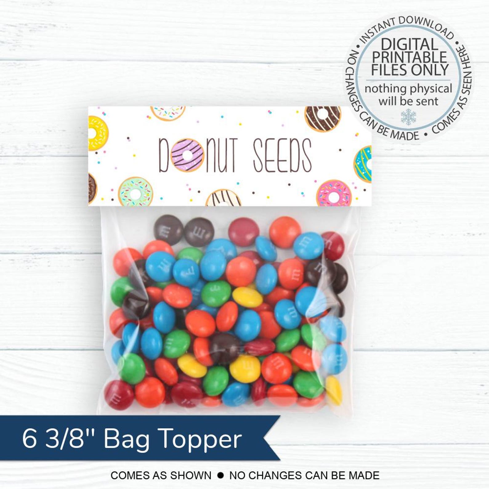 Printable Favor Tags, Donut Seeds, Gift Bag Toppers, Donut Birthday ...