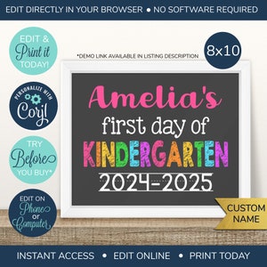 EDITABLE First Day of Kindergarten, Customized Kindergarten, First Day ...