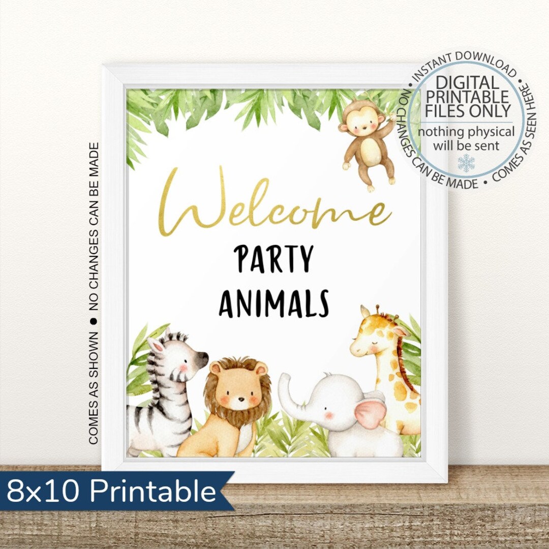 Printable Jungle Welcome Sign, Jungle Birthday Sign, Wild One Birthday ...