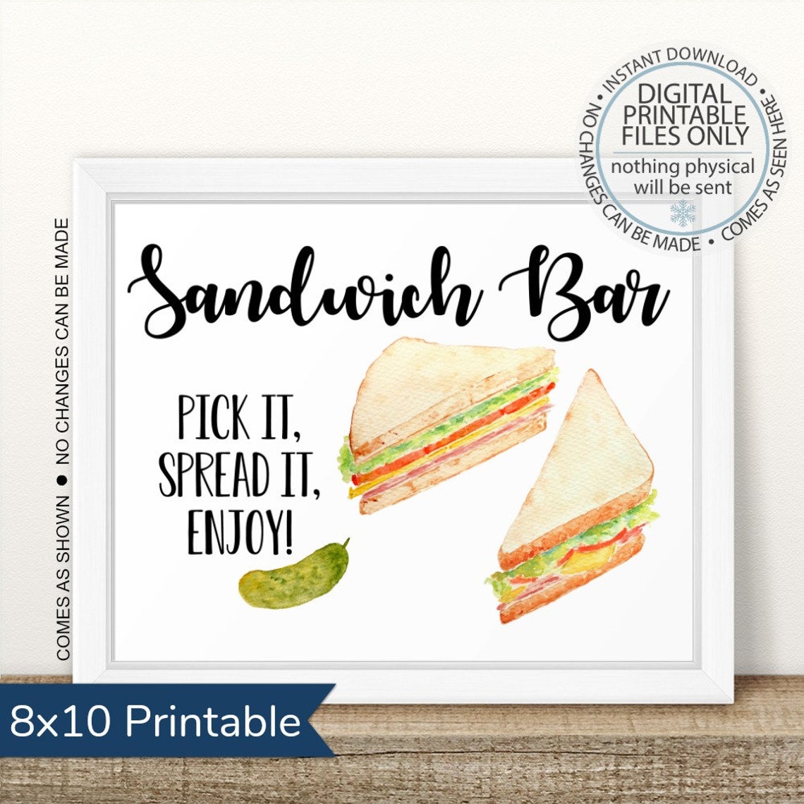 Printable Sandwich Bar Sign Printable Sandwich Sign Sandwich | Etsy