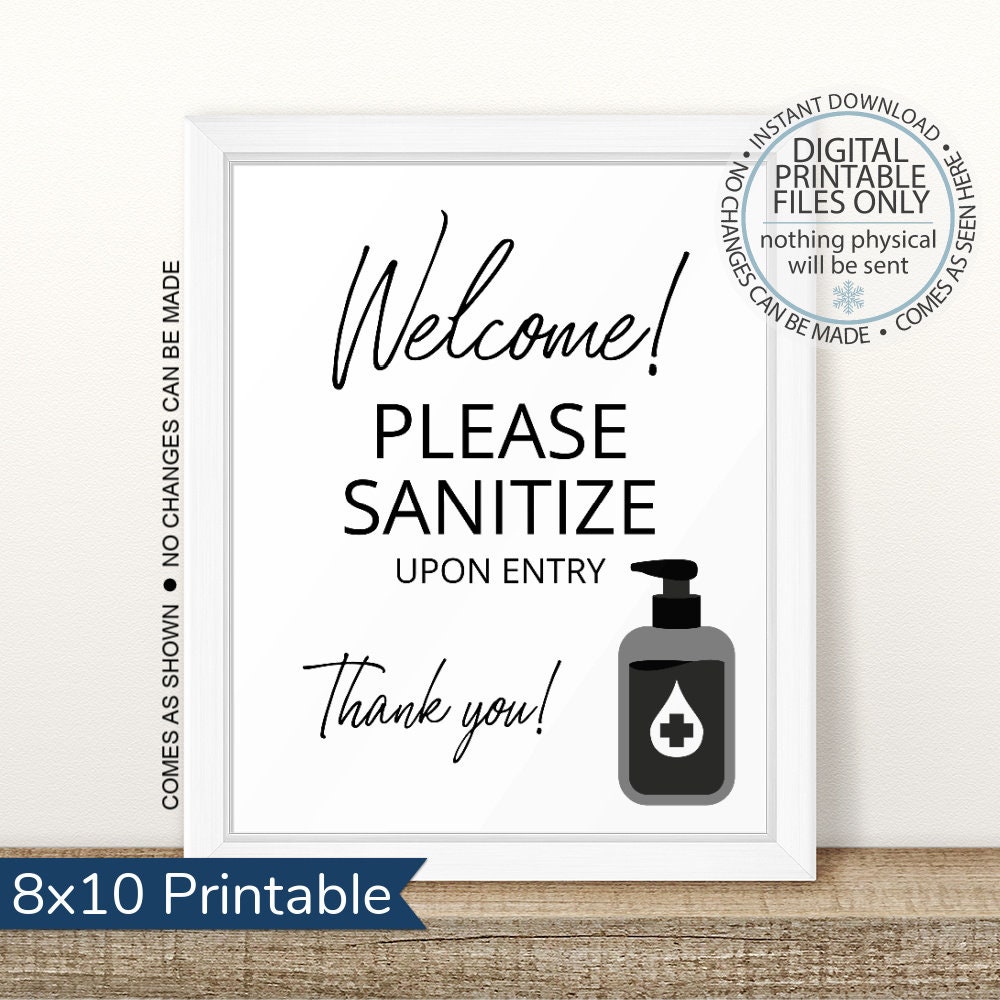 Printable Please Sanitize Upon Entry Social Distancing Sign | Etsy