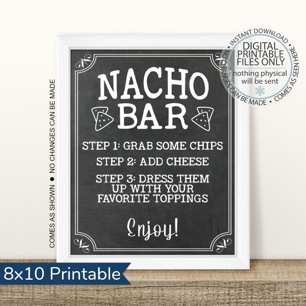 Printable Nacho Bar Sign Printable Nacho Table Sign Table | Etsy