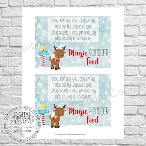 Printable Magic Reindeer Food Bag Topper, Christmas Printable, Reindeer ...