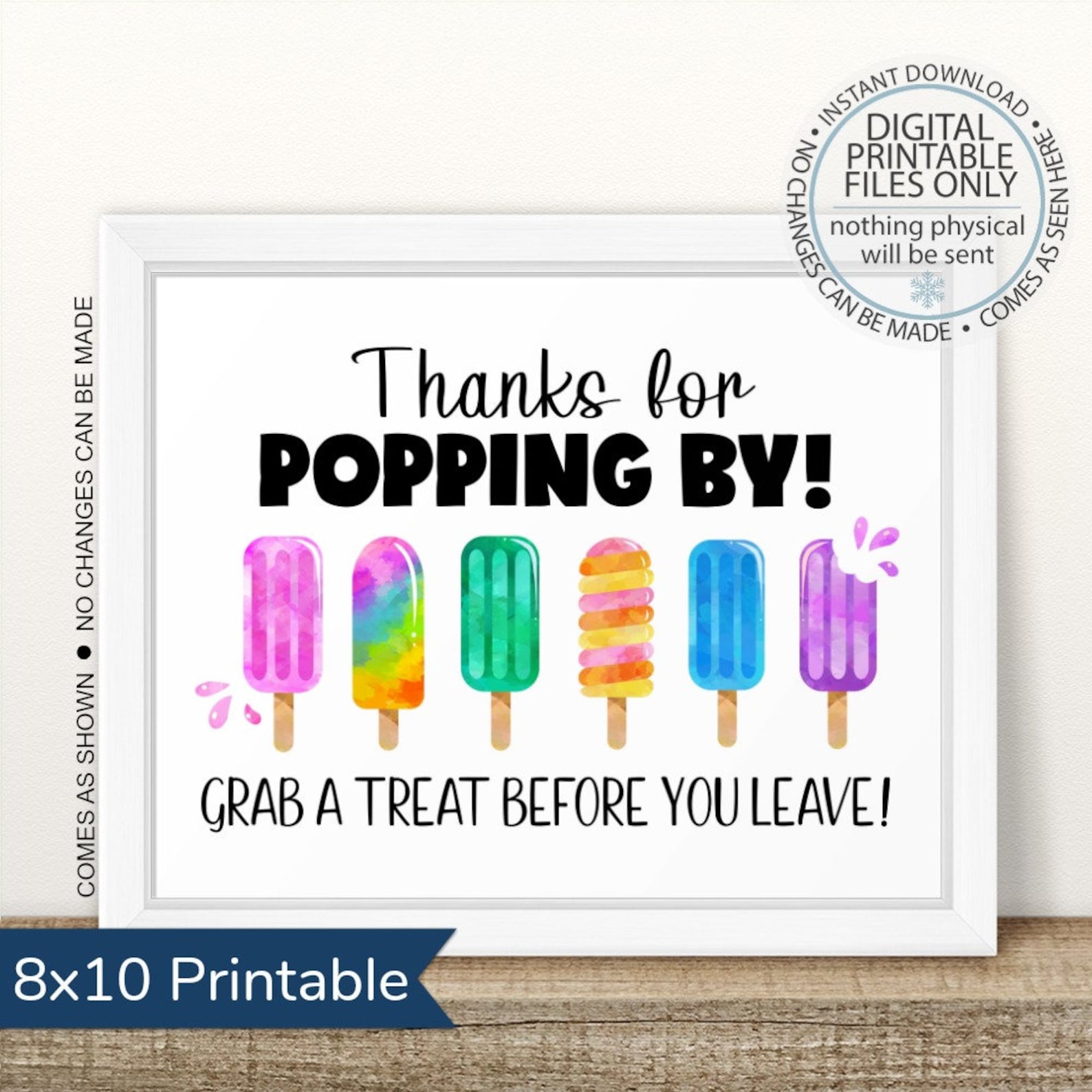 Printable Thank You for Popping by Favors Sign, Popsicle Party Signs ...