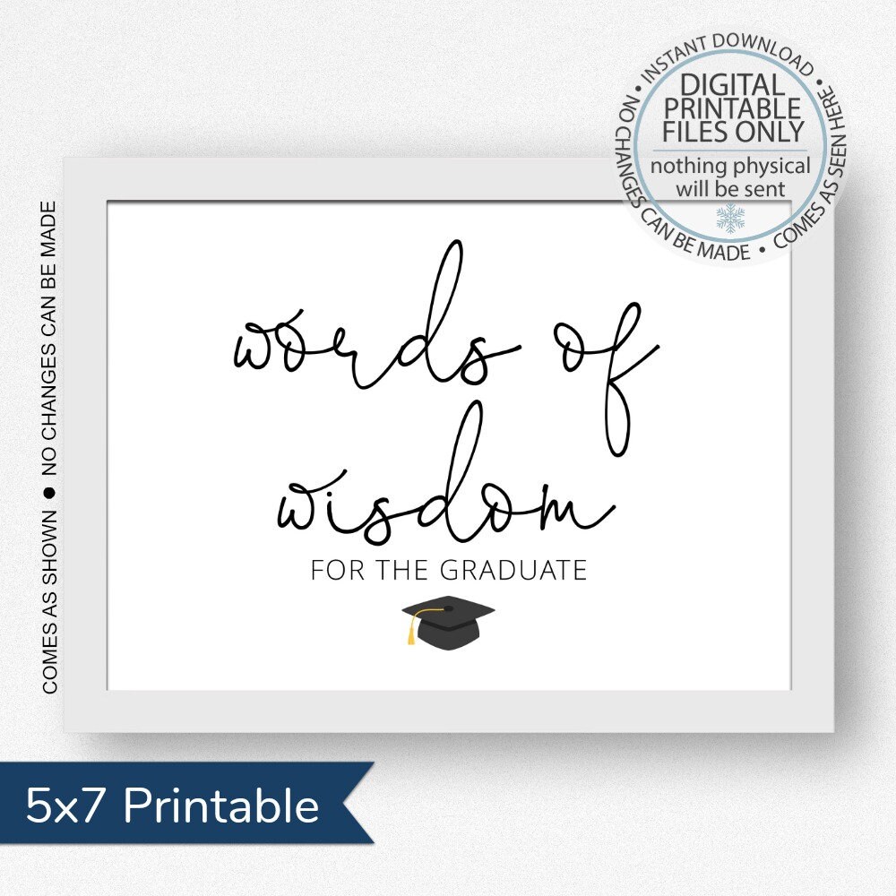 Printable Words of Wisdom Graduate Sign High School | Etsy