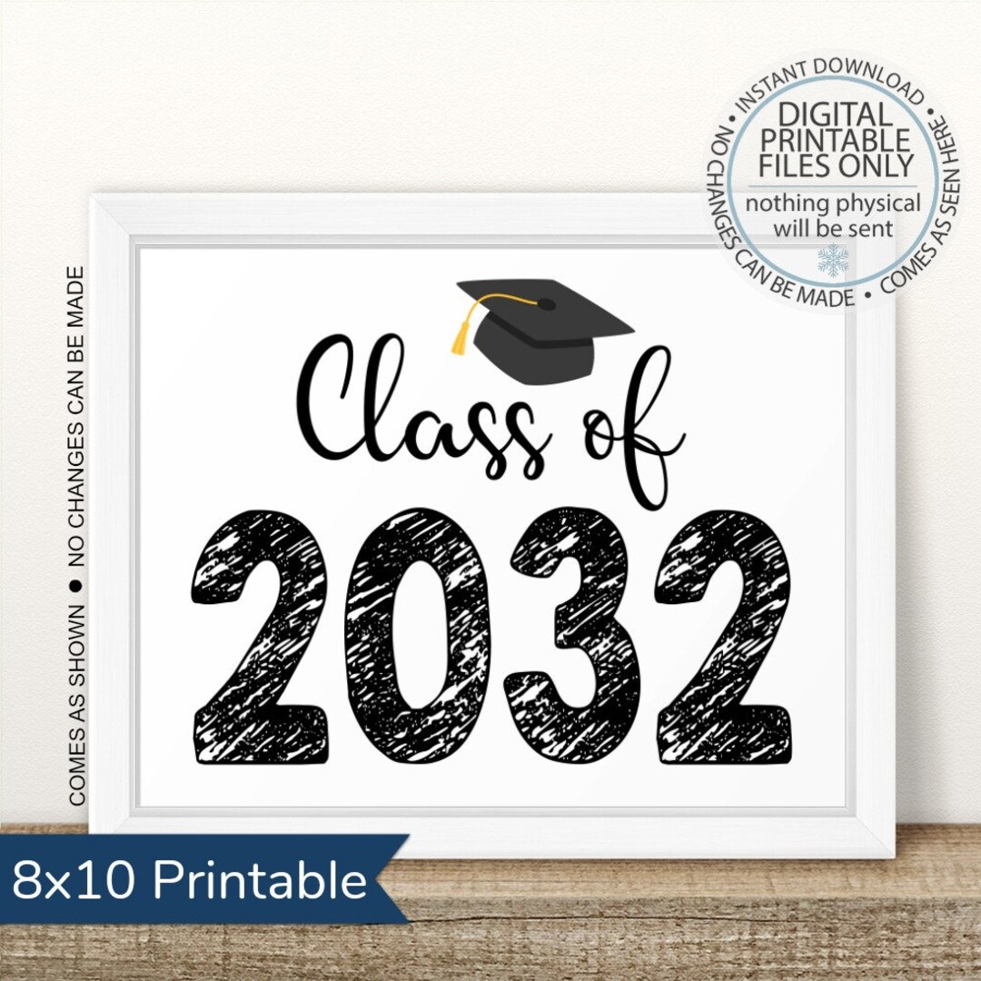 Printable Class of 2032 Graduation Sign, Senior Pictures Photo Prop ...