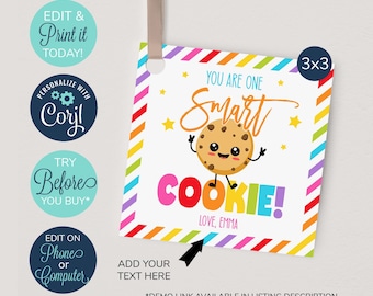 Printable You Are One Smart Cookie Graduation Tags, Graduation Cookie ...