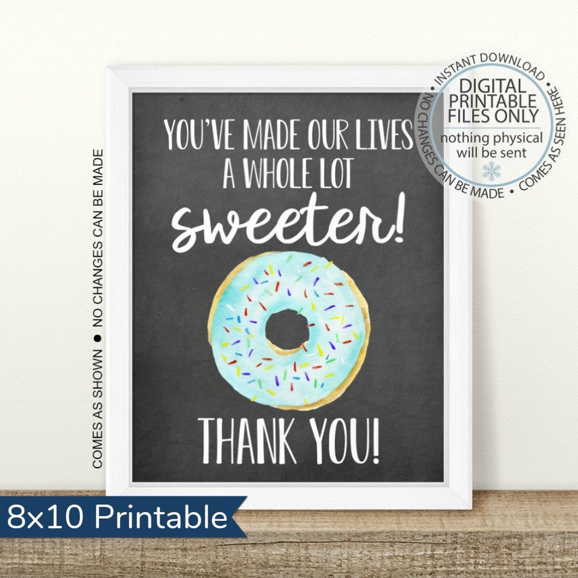 Donut Thank You Sign Printable Donut Sign Donut Appreciation - Etsy