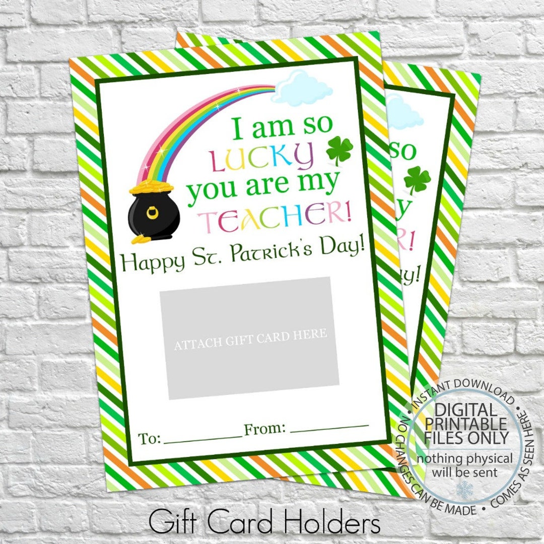I Am so Lucky You Are My Teacher, St. Patrick's Day Gift Card Holder ...