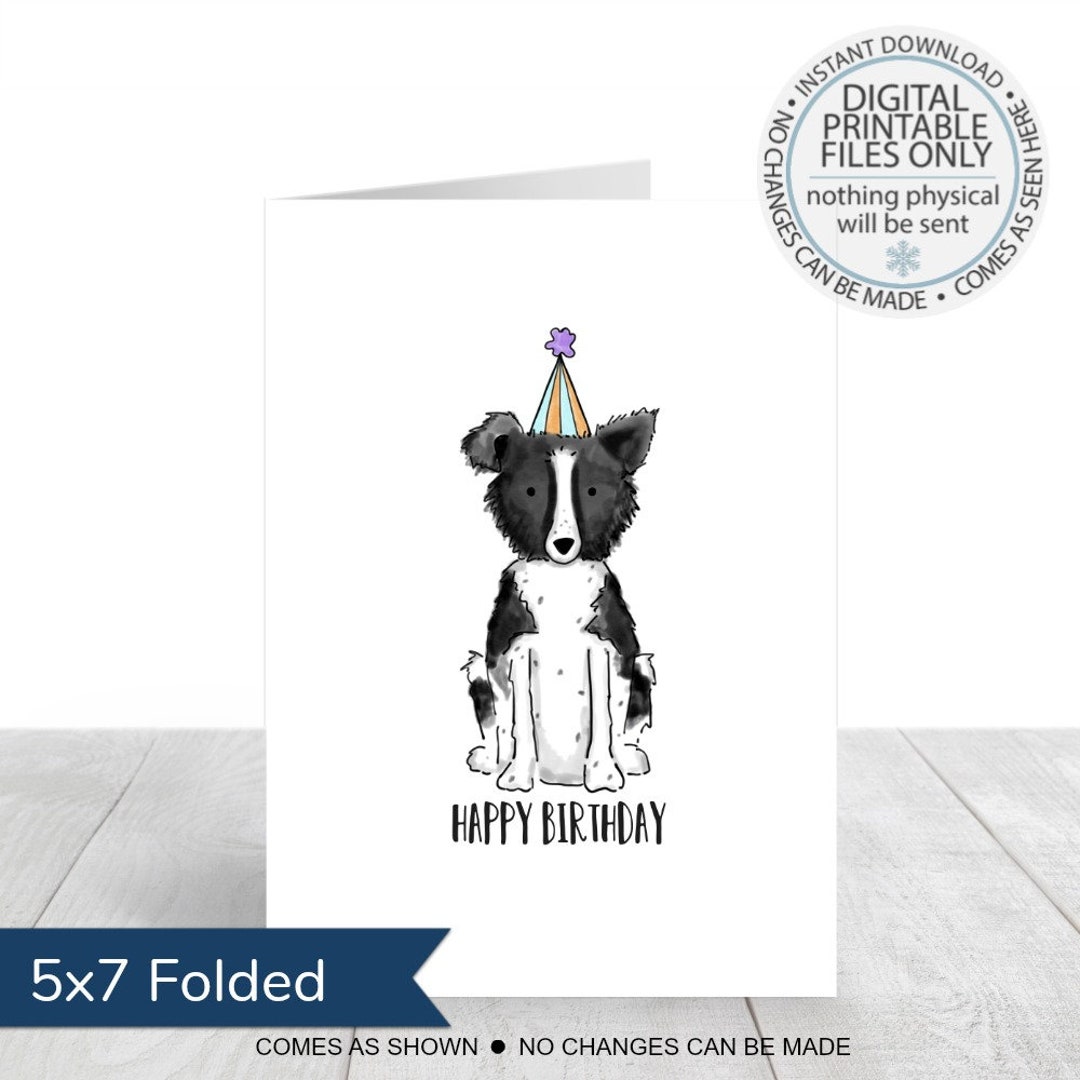 Printable Birthday Card, Happy Birthday Greeting Card, Dog Birthday ...
